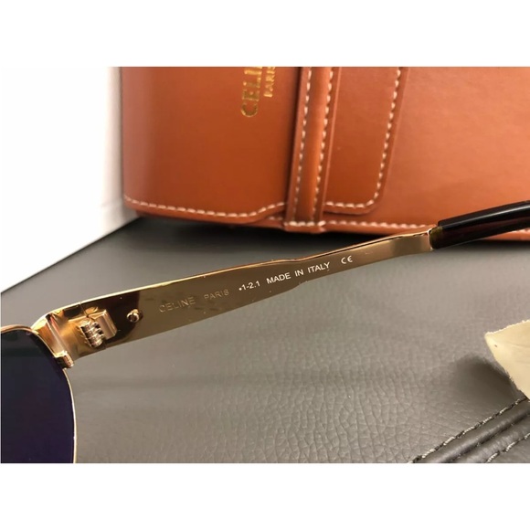 Celine | Accessories | Celine Sunglasses Cl4235u Triomphe Gold Metal ...